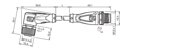 P+F Connection cable dimensions diagram