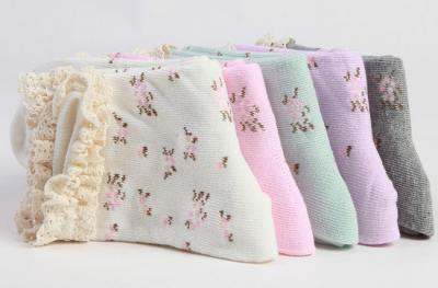 China cotton cuff socks with lace for sale