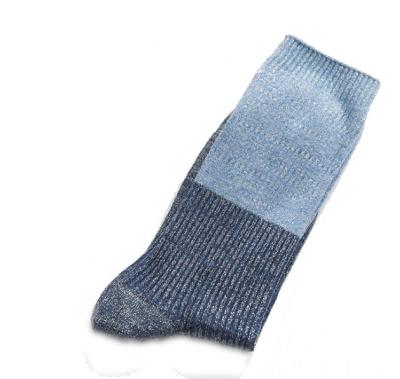 China custom wholesale women cotton glitter socks with silver yarns for sale