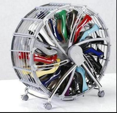 China Round Floor Boot / Shoe Display Racks Plastic Iron For Home factory
