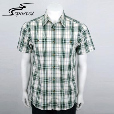 China Der Sommer-Hemden der Gitter überprüften Männer, Kragen-Hemd des kurzen Ärmels Breathable zu verkaufen