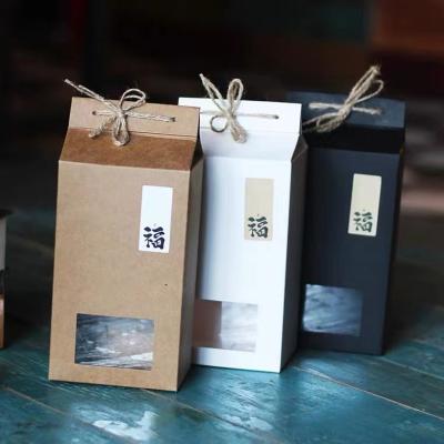 Cina Scatola ondulata e flauto di carta nera di Kraft con l'imballaggio trasparente del regalo della frutta della finestra della maniglia in vendita