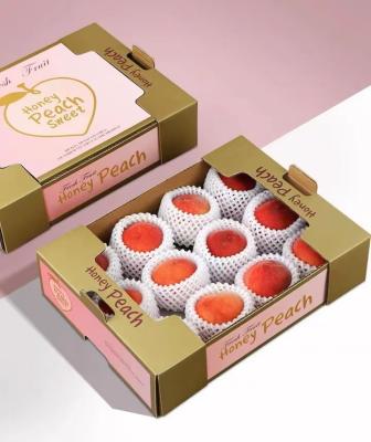 Cina Imballaggio di frutta con logo per stampa a caldo in lamina di cartone ondulato riciclabile con flauto E rosa in vendita
