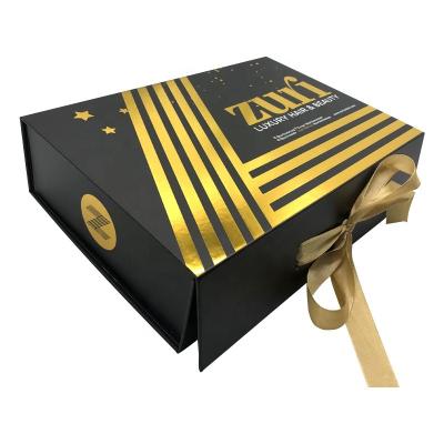 Cina Contenitore di regalo magnetico magnetico nero fatto a mano del nastro del contenitore di regalo della chiusura Matt Black in vendita