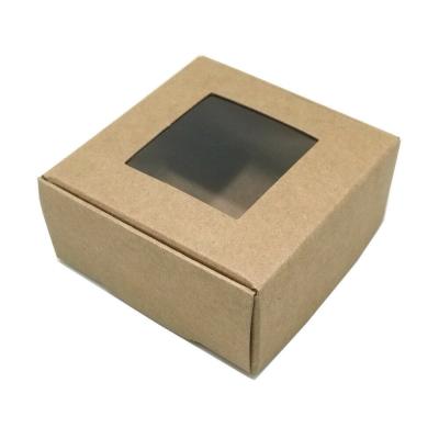 Cina il contenitore di regalo di 8X8X4cm Kraft con la finestra, favore personale di nozze inscatola pieghevole in vendita
