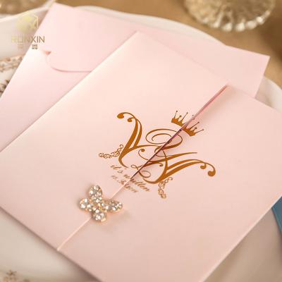 Cina inviti di 15cm Rose Gold Laser Cut Wedding in vendita