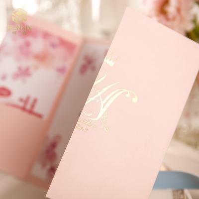 Cina inviti di 15cm Rose Gold Laser Cut Wedding in vendita