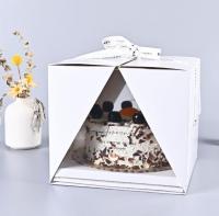 China Customized Foldable White Cake Boxes With Window Simply Design for sale