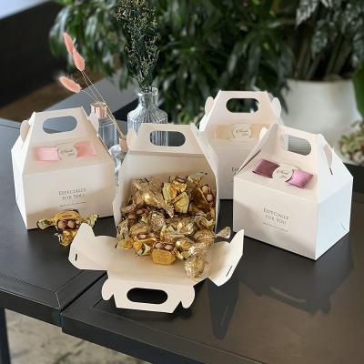 China caixas brancas da sobremesa do cartão de 10x14cm, caixa afastada do bolo com janela à venda