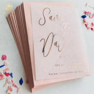 Cina Inviti eleganti operati di Rose Gold Foil Vellum Wedding decorativi in vendita