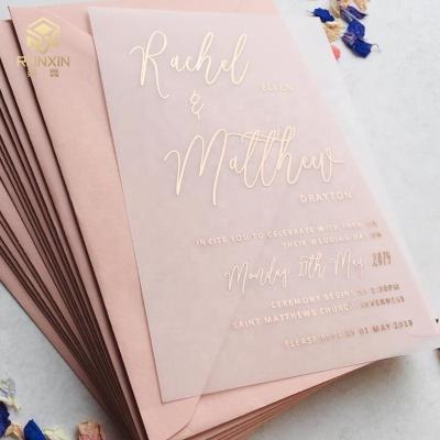 Cina Inviti eleganti operati di Rose Gold Foil Vellum Wedding decorativi in vendita