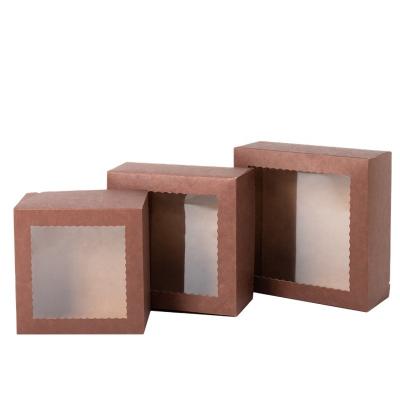China Caixas de presente do cartão do produto comestível, caixas da padaria de Brown com a janela para o bolo à venda