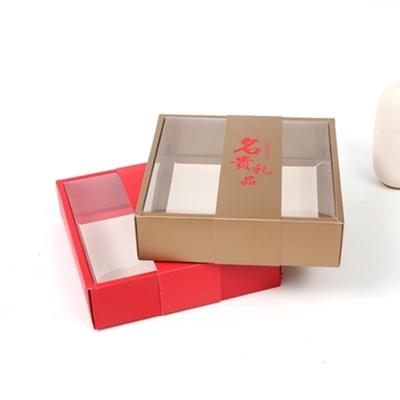 Cina Contenitore di regalo di carta di Kraft del cartellino rosso con la finestra Eco amichevole per imballaggio di Candy dell'alimento il piccolo in vendita