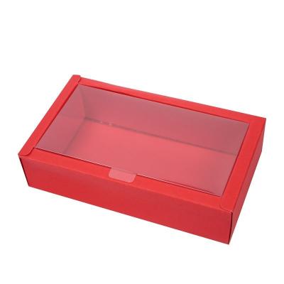 Cina Contenitore di regalo di carta di Kraft del cartellino rosso con la finestra Eco amichevole per imballaggio di Candy dell'alimento il piccolo in vendita