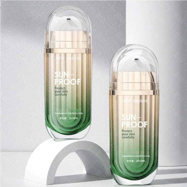 Quality Customized Color 60ml Capacity Airless Bottle with Silk Screen Printing for Luxury Sunscreen Packaging for sale