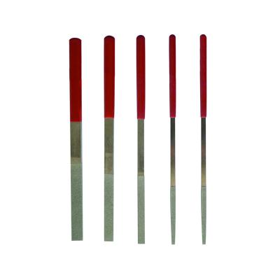 China 5pcs Diamond flat inclined file set with red handle for sale