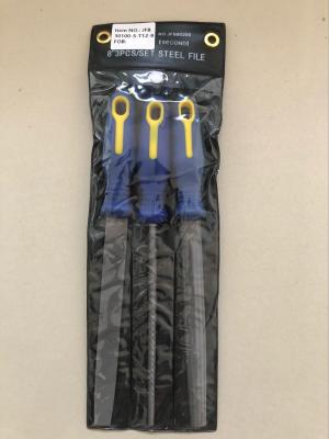 China TOP quality double color handle 3pc steel file Set with Hang plastic bag package for sale