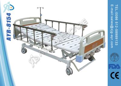 China Folding 3 Crank Steel Manual Hospital Beds With Bed Mattress / Bed Side Cabinet for sale