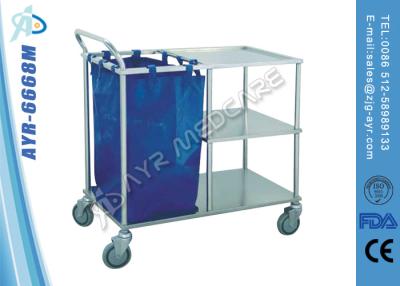 China Three Shelves Medical Sheet Cart / Hospital Laundry Trolley with 4 Castors for sale