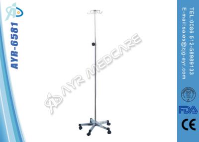 China Hospital Accessories Height Adjustable Stainless Steel IV Pole With Wheels For Bed for sale