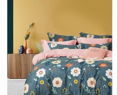 Cina la lettiera del cotone 3pc mette le doppie coperture stampate del piumino del reversibile in vendita