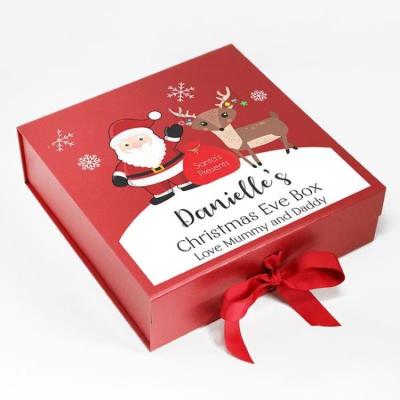 China Red Christmas Gift Innovative Biodegradable Packaging With Ribbon for sale