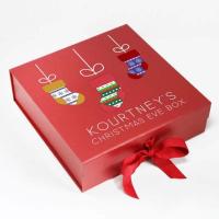 China Red Christmas Gift Innovative Biodegradable Packaging With Ribbon for sale