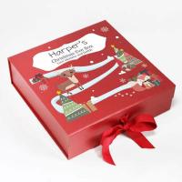 China Red Christmas Gift Innovative Biodegradable Packaging With Ribbon for sale