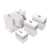 China Paper Packaging Boxes White Empty Jewelry Gift Boxes With Bow for sale