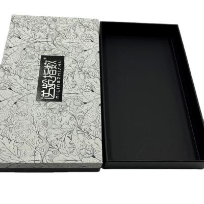 China Texture Black Cosmetic Skincare Packaging Silver Foil Logo Cosmetic Gift Box for sale