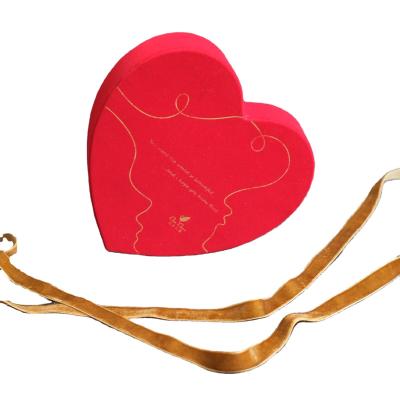 China Chocolate Red Heart Shape Gift Box With Ribbon And Blister Insert for sale