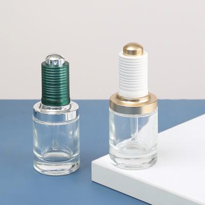 China Garrafa branca do conta-gotas da garrafa de vidro feita sob encomenda do soro de Logo Green Clear Gold 30ml à venda