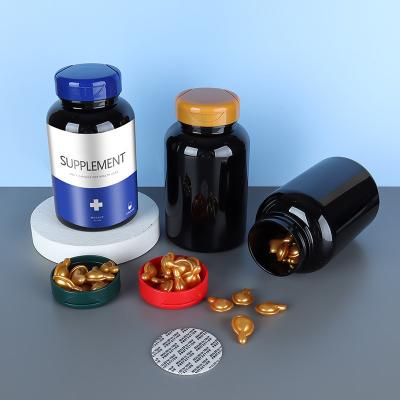 China 200cc 500cc Wide Mouth Flip Cap Bottle in Pink for Customized Private Label PET Vitamin Pill or Chocolate Packaging for sale