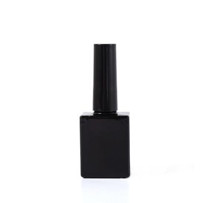 China 10ml 15ml Rectangular Glass Black Nail UV Gel Polish Packing Empty Square Shape Nail Polish Bottle With Brush for Cosmetic for sale