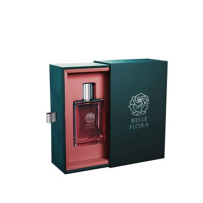 China Velvet Interior Padding Perfume Gift Box with Pull Out Design and Flat Packed Shipping for Luxury Perfume Packaging for sale
