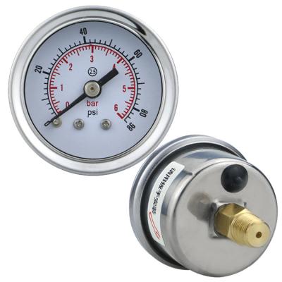 China 40 mm Teste de pressão de fluxo hidráulico Casas de aço inoxidável 16 bar Pressímetro de óleo M10*1 à venda