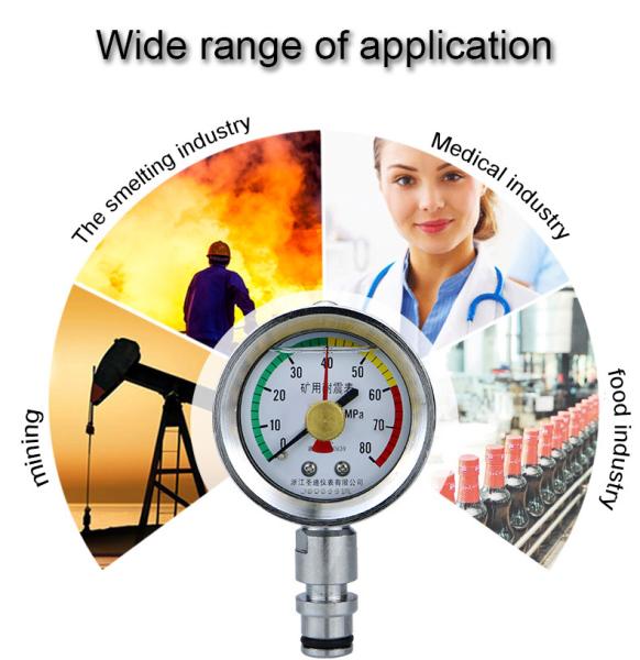Quality 60mm Panel Mount Mine Pressure Gauge 2.5% Gas Water Pressure Indicator Hydraulic for sale