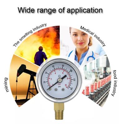 China 1.5 Zoll 40bar/psi Edelstahlgehäuse Messingverbindung Trockendruckmessgerät Manometer zu verkaufen