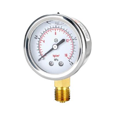 Cina 304ss Connessione in rame 50mm Gas di riempimento dell'acqua di olio Liquid Pressure Gauge per OEM in vendita