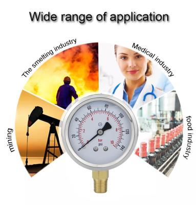 Cina YN100 High Accuracy Glycerine Pressure Gauge in 4 Inch Size with Customizable Options in vendita