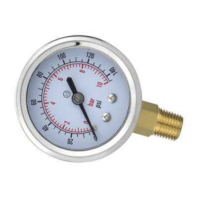 China Zhejiang Produced 50mm Pressure Gauge with NPT1/4 Brass Thread and ZG1/8 Connection for sale