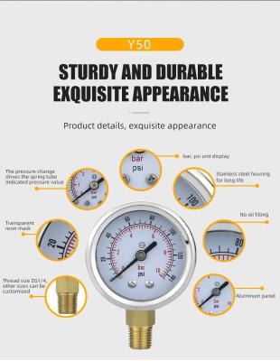 中国 50mm Small Hydraulic Pressure Gauge with 2.5% Accuracy and 400bar Range from Zhejiang 販売のため