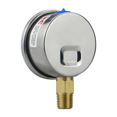 China 50 mm roestvrij staal behuizing Messing verbinding Water olie Droog vacuüm Hydraulische drukmeters Te koop