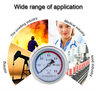China Clamp Type Axial Gas Pressure Gauge Meter 1.6% Precision Hydraulic Pressure Indicator for sale