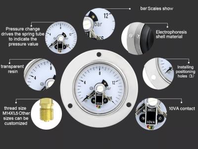 Cina 380V 30A Misuratori di pressione elettrici a contatto con limiti regolabili 0-600bar in vendita