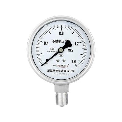 Cina Manometro in acciaio inossidabile Glicerina riempito manometro di pressione 4 pollici per il gas di petrolio -40-80C in vendita