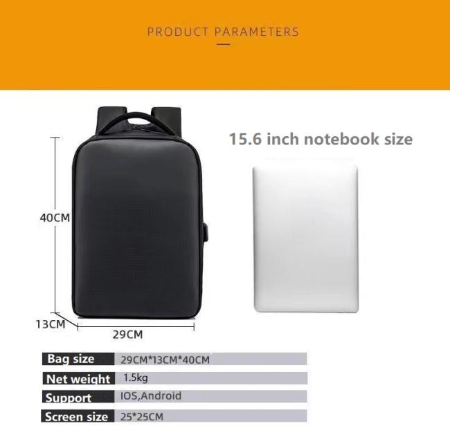 China  image video programmable full color led light digital advertising billboard display bag smart led screen backpack bag