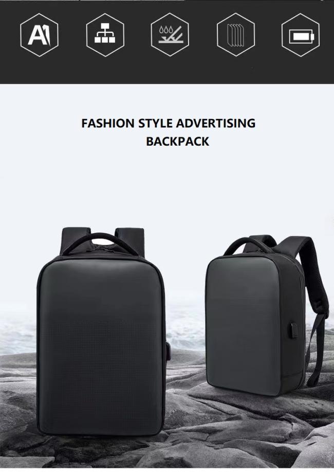 China  image video programmable full color led light digital advertising billboard display bag smart led screen backpack bag