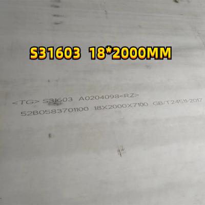 China Warmgewalste Roestvrij staalplaat ASTM A240 TP316L S31603 3000mm voor Marine Shipbuilding for sale