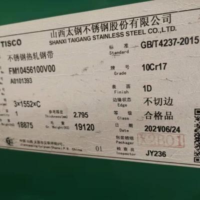 Chine Épaisseur laminée à chaud de plaque d'acier du Sus 430 3,0 - 50mm 1cr17 Inox 1,4016 à vendre